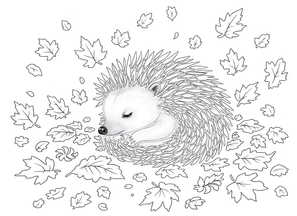 Ausmalbild Igel im Herbst 🦔🍁 - MOWOLI 🌈 Deine bunte Kinderwelt!