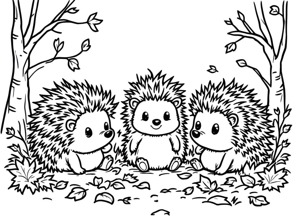 Ausmalbild Igel im Laub 🦔 - MOWOLI 🌈 Deine bunte Kinderwelt!